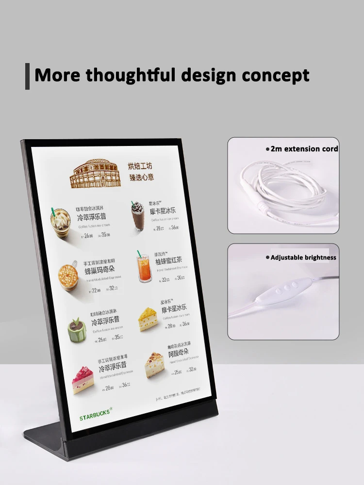 Lighted Menu Display Stand Acrylic Led Sign Holder Custom Led Light ...