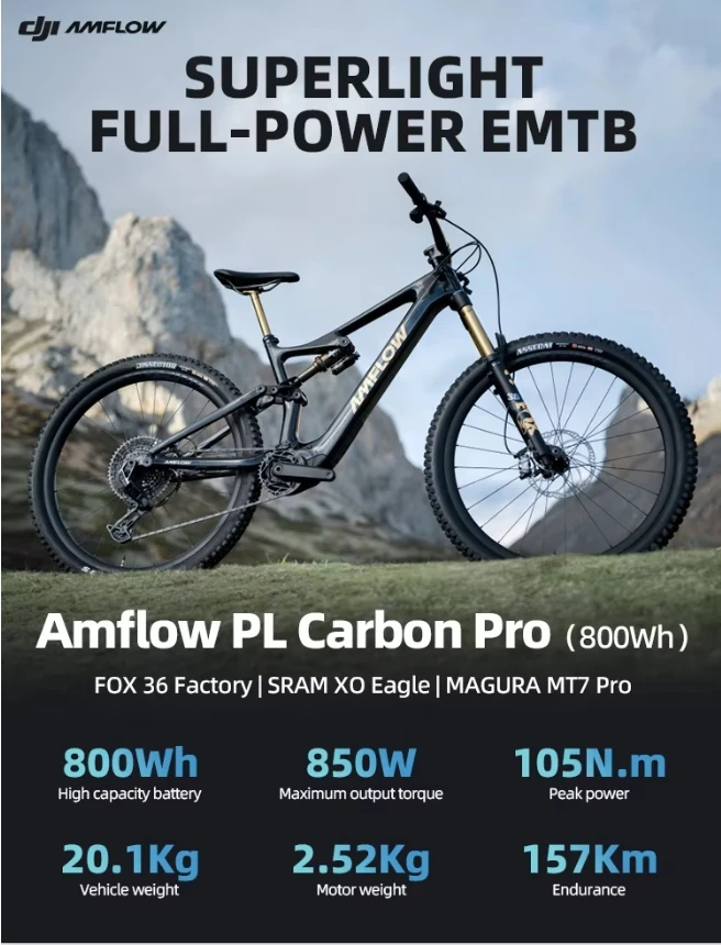 Amflow PL Carbon Pro 800Wh High Speed Carbon Electric Mountain Bike ...