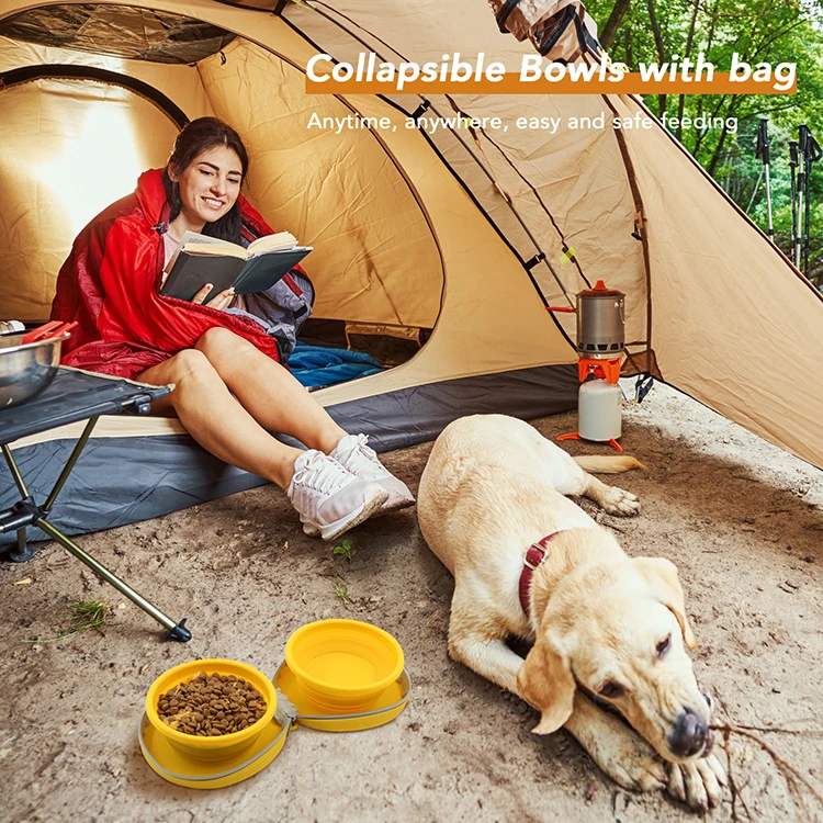 Double Travel Dog Bowls - Portable & Sustainable Pet Feeding