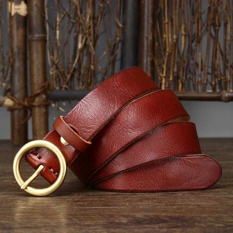 3cm Wide Vintage Couple Circular Buckle Leather Needle Buckle Pure ...