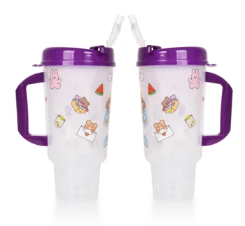 32 Ounce Plastic Travel Mug With Swivel Lid,Handle,And Straws For Sale ...