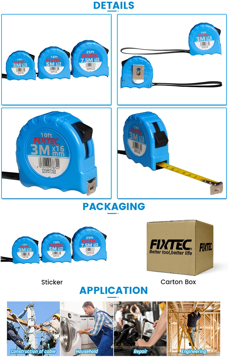 Fixtec Custom Logo Humanized Design 5m*19mm Measurement Tape Steel Tape ...