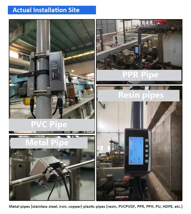 Small Pipe Rs485 Modbus Rtu Ultrasonic Water Transducer Flow Meter 1''ultrasonic Water Flow ...