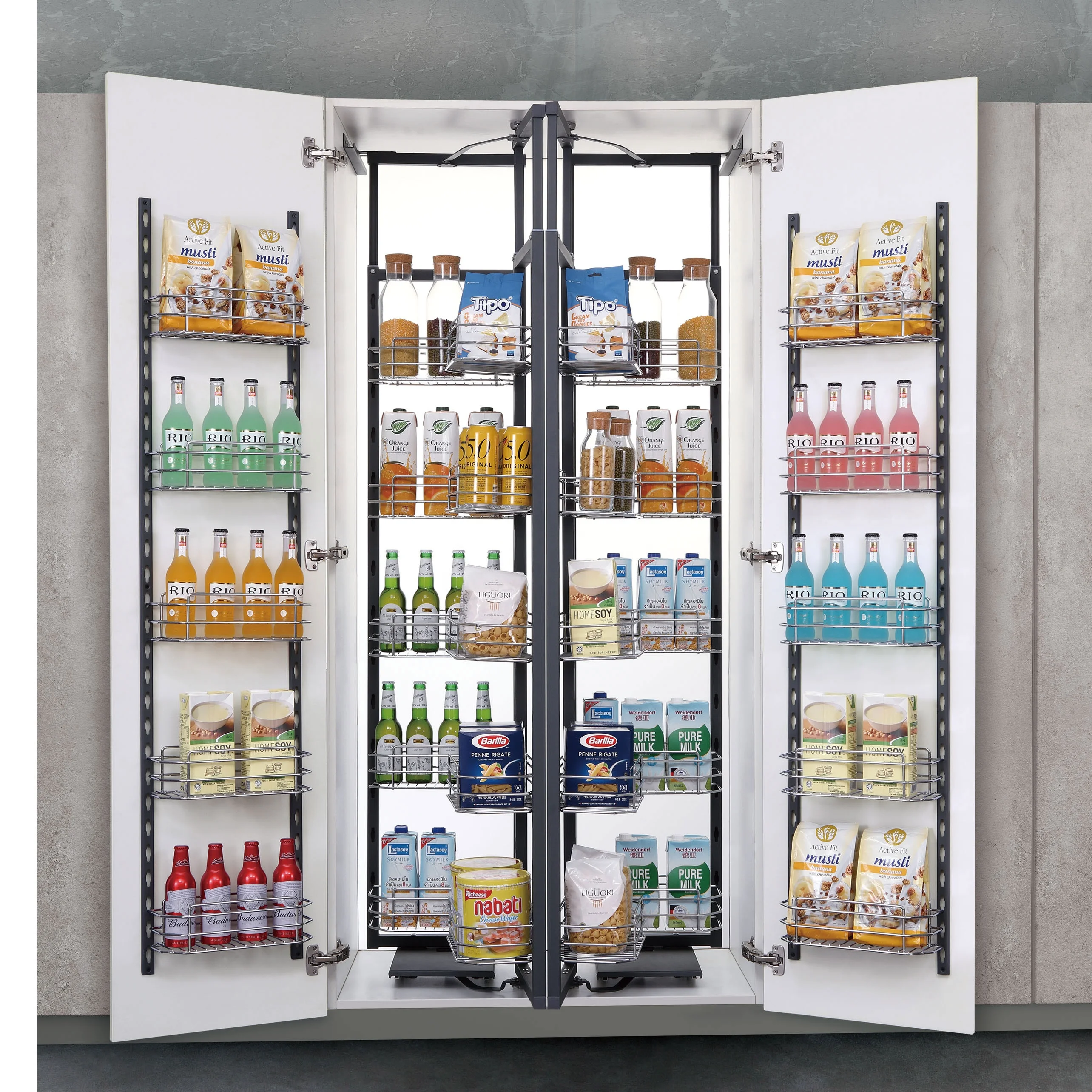 Tall Tandem Metal Kitchen Cabinet Cupboard Hardware Slide Pull Out ...