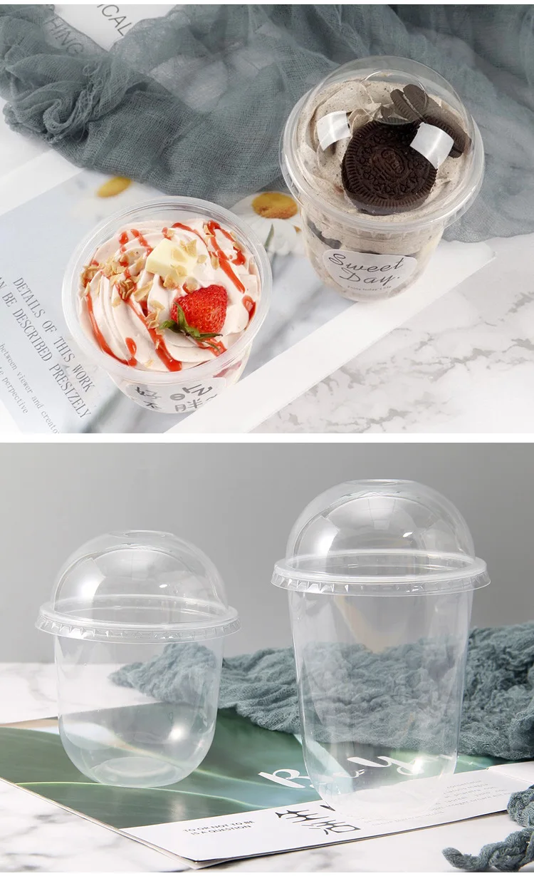 U-shaped Disposable Clear Plastic Fat Fat Milk Tea Cup Dessert Mousse ...