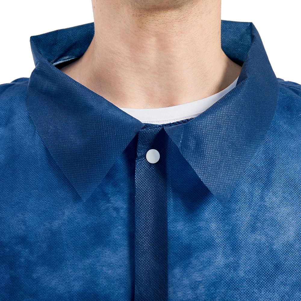 Nonwoven Button Snap Blue Disposable Lab Coat For Dental Clinic - Buy ...