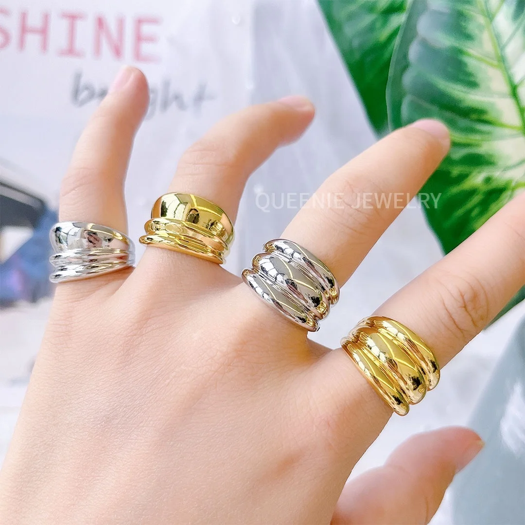 Waterproof Jewelry 18k Gold Opening Irregular Thick Rings Irregular ...