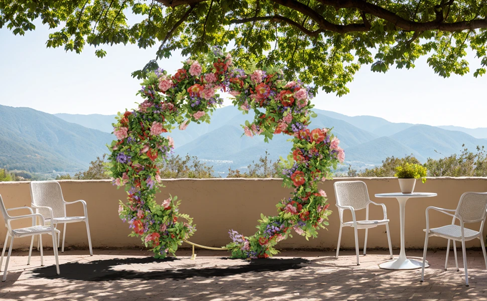 CYDISPLAY Wedding Arch Stand Frame Backdrop Gold Metal Flower Circle ...