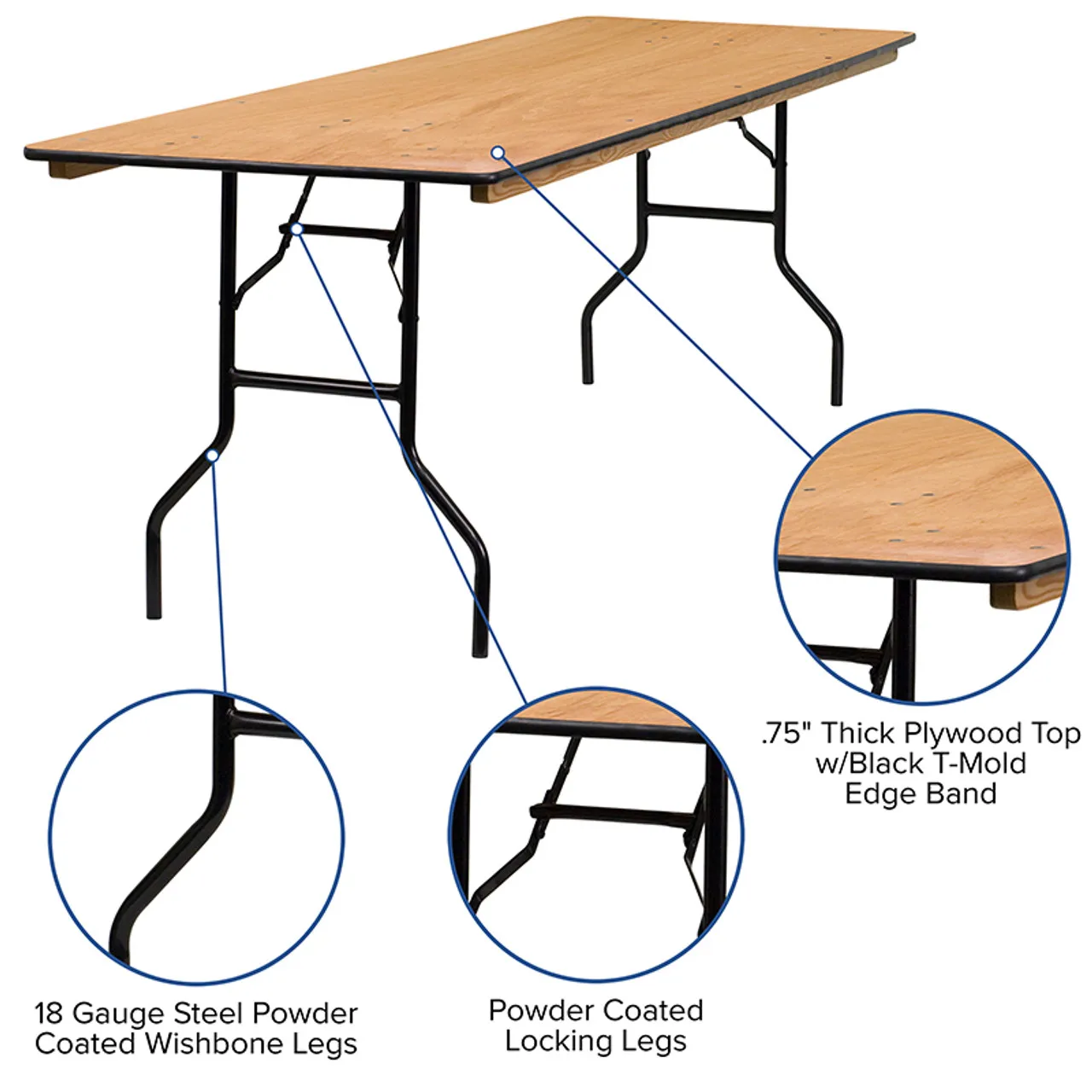 6FT Rectangular Banquet Folding Table - Modern & Durable
