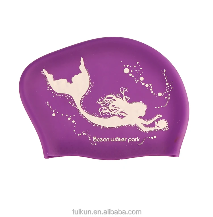 Custom Printing Large Silicone Swim Cap Waterproof Long Hair Swimming ...