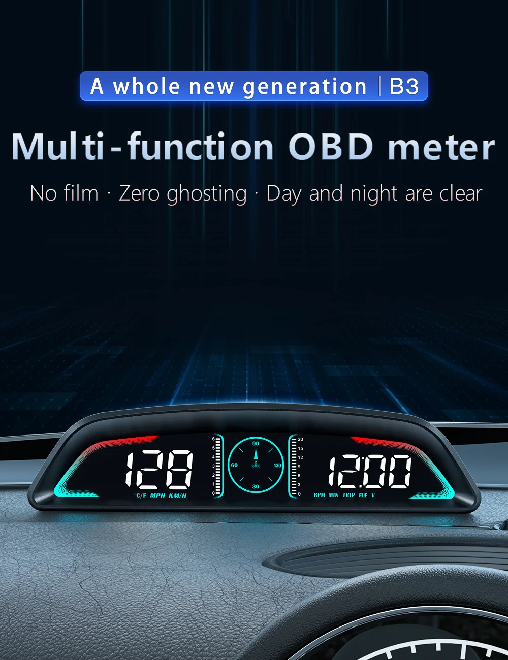 Universal OBD2 Meter Speedometer Head up Display B3 HUD