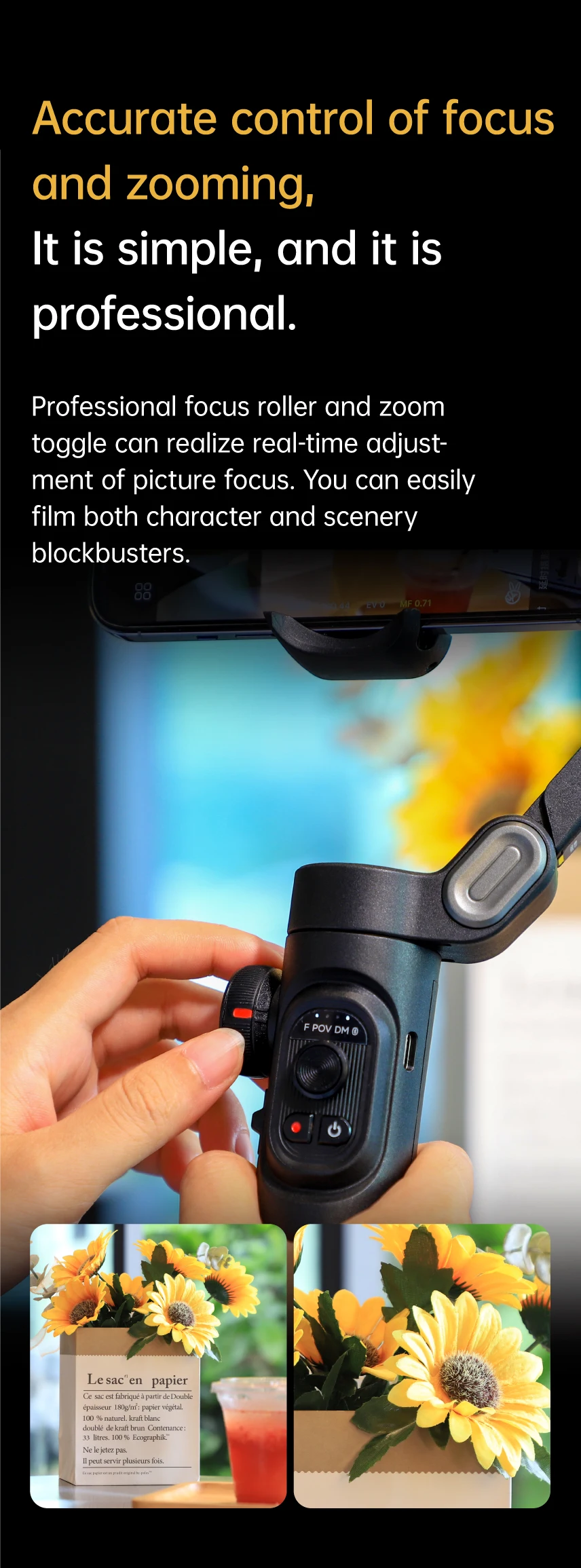 AOCHUAN Smart XE 3-Axis Gimbal Stabilizer: Foldable Selfie Stick with ...