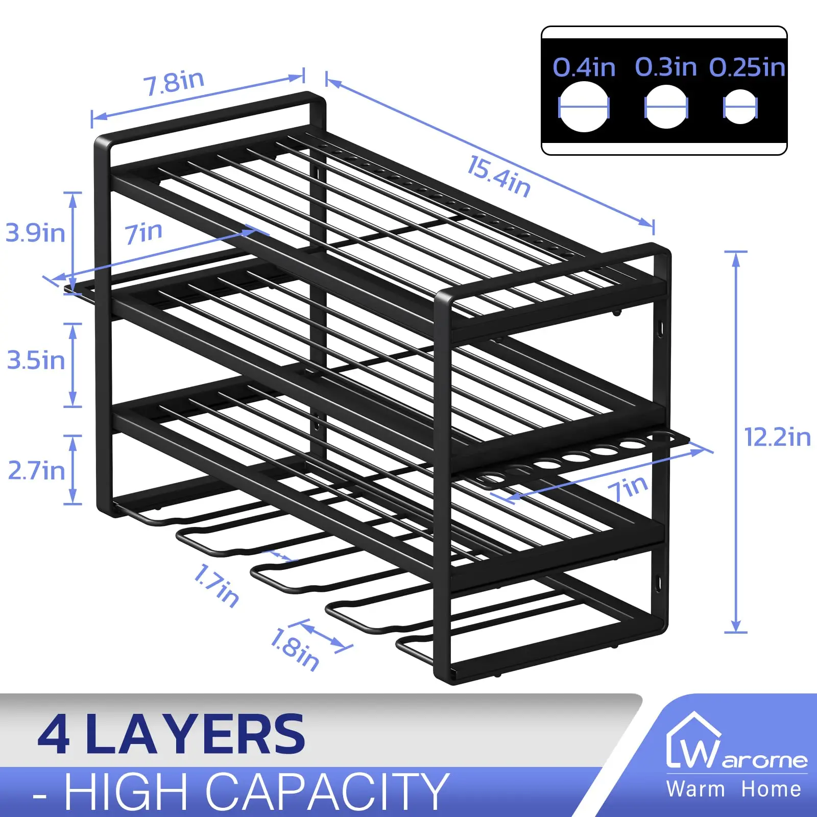 4 Layers Tool Storage Wall Mount, Power Tool Storage Rack,Garage Tool ...