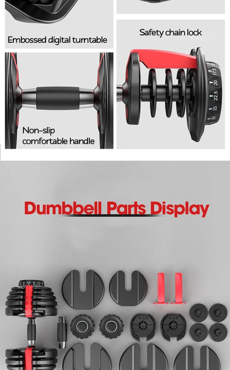 Wholesale Custom 90lb Steel Adjustable Dumbbells for Fitness