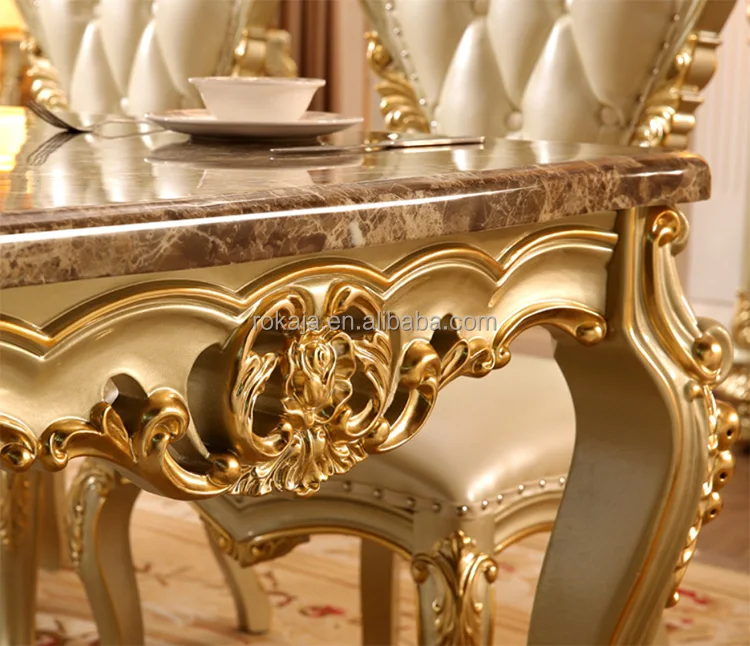 Luxury Marble Top Dining Table Set - Solid Wood & Style