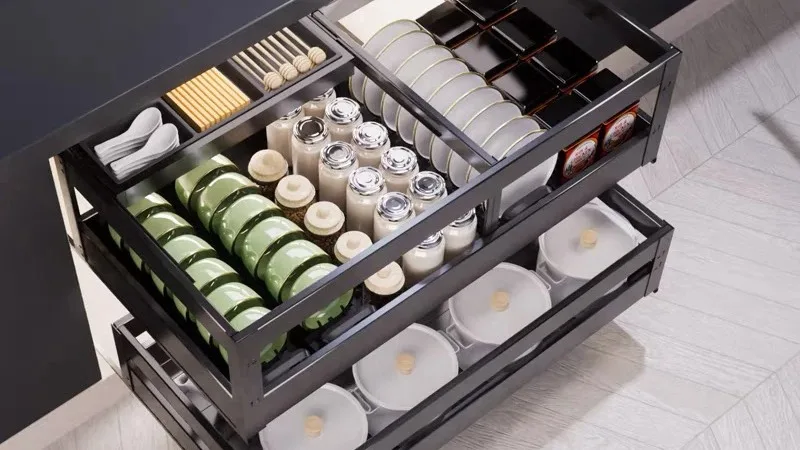 Kitchen Cabinet Pull-out Basket Aluminium Drawer Basket In Kitchen Pull ...