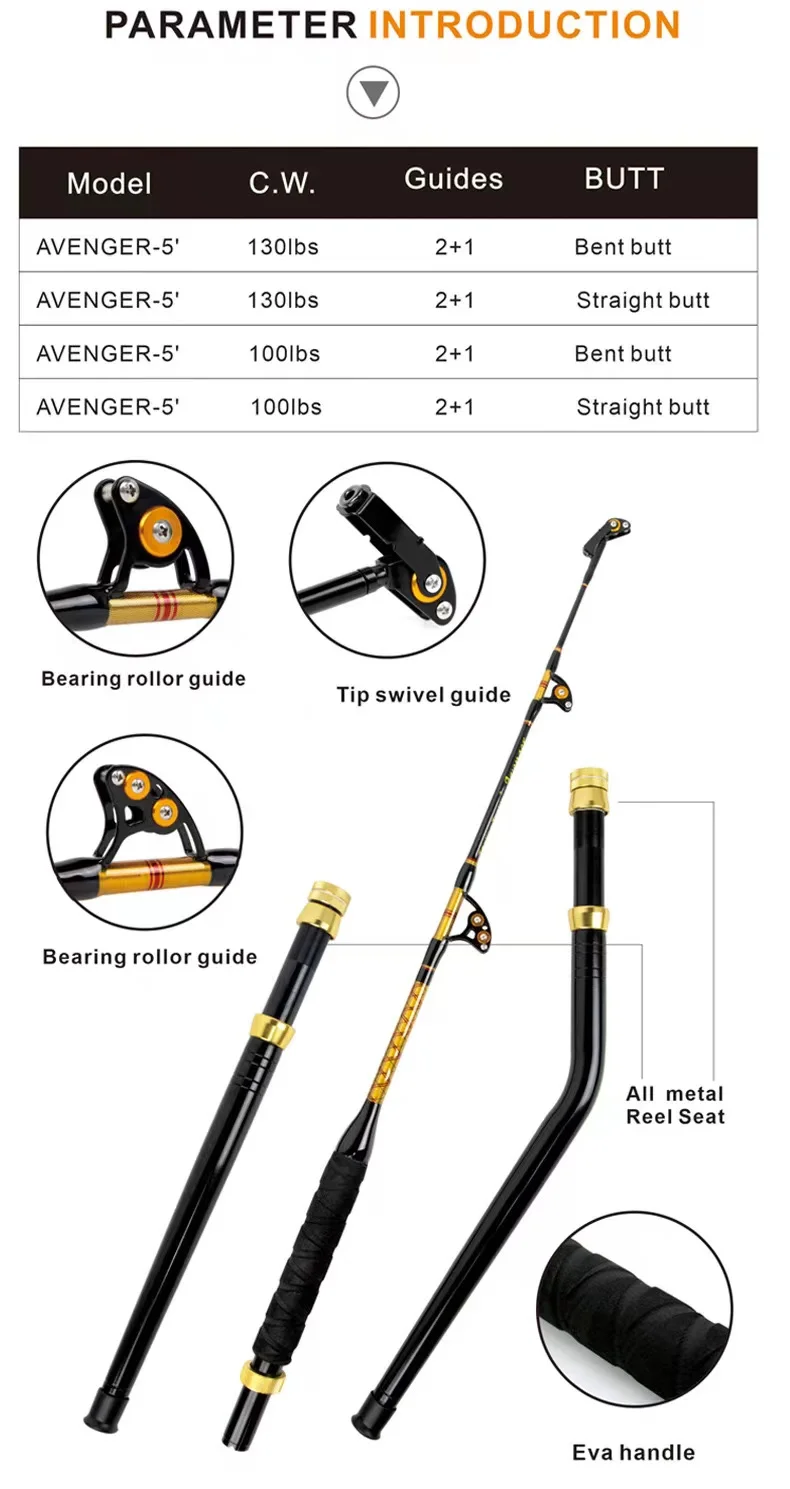 Newrgy Oem Alu Bent Butt Roller Guide Big Game Fishing Pole Boat Rod ...
