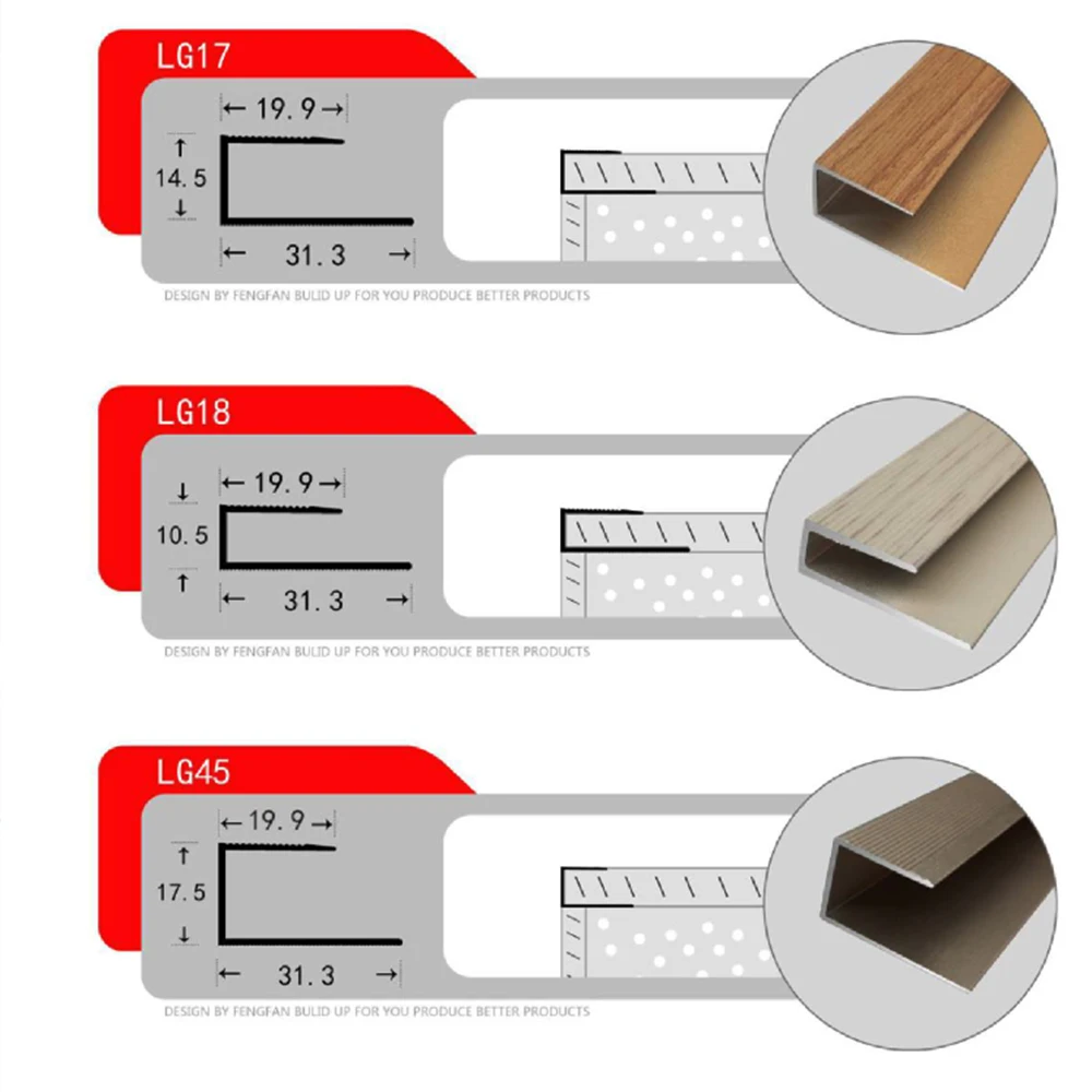Factory Price Aluminium Wall Metal Edge Tile Trim Cladding Side Strips ...