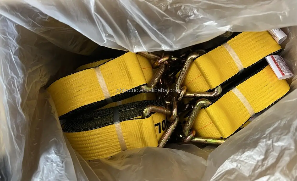 3 Inch Flatbed Lockable Trucking Cargo Straps With Chains And Hooks ...