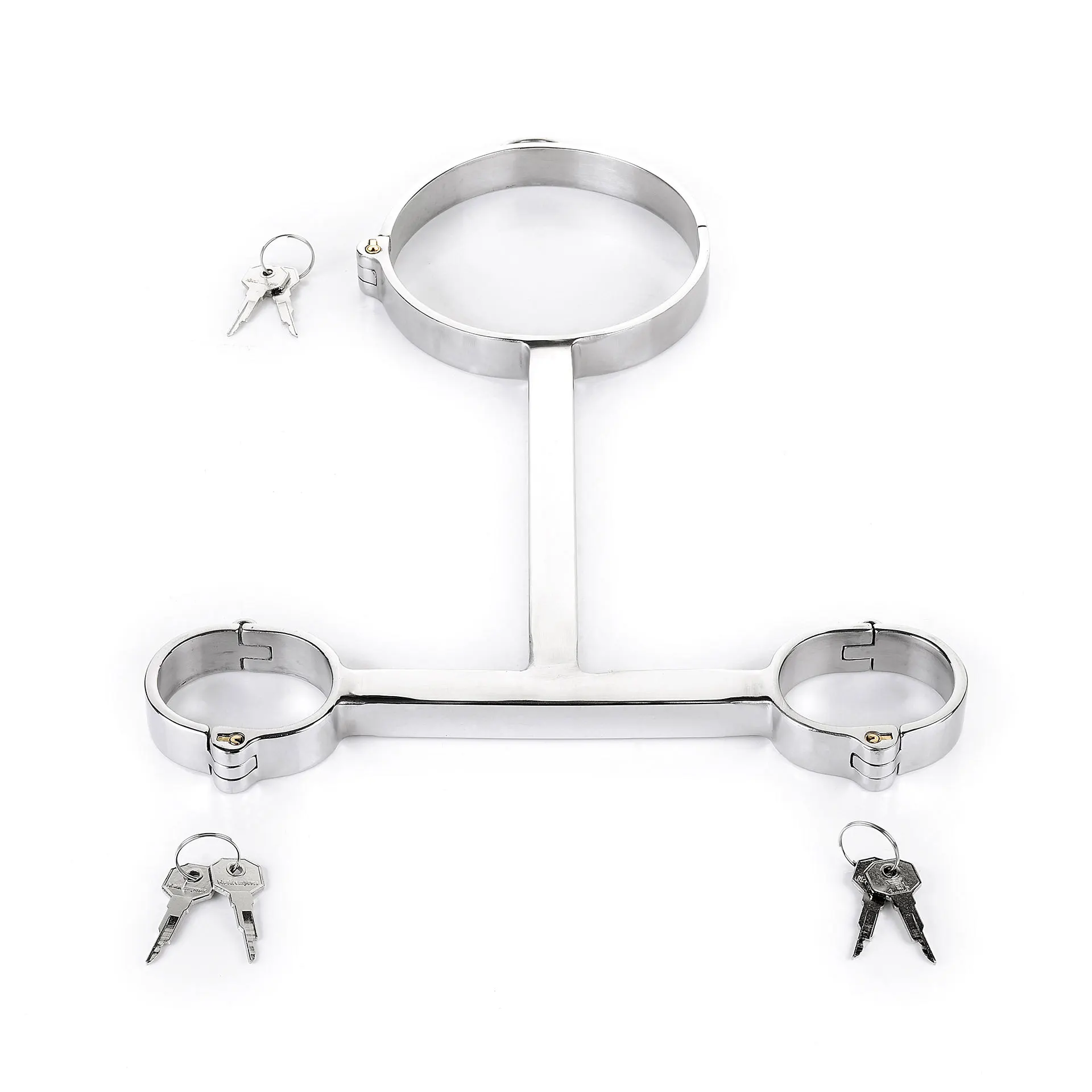 One Piece Neck Cuffs Handcuffs Metal Lock Cuffs Fetish Confinement Toys ...