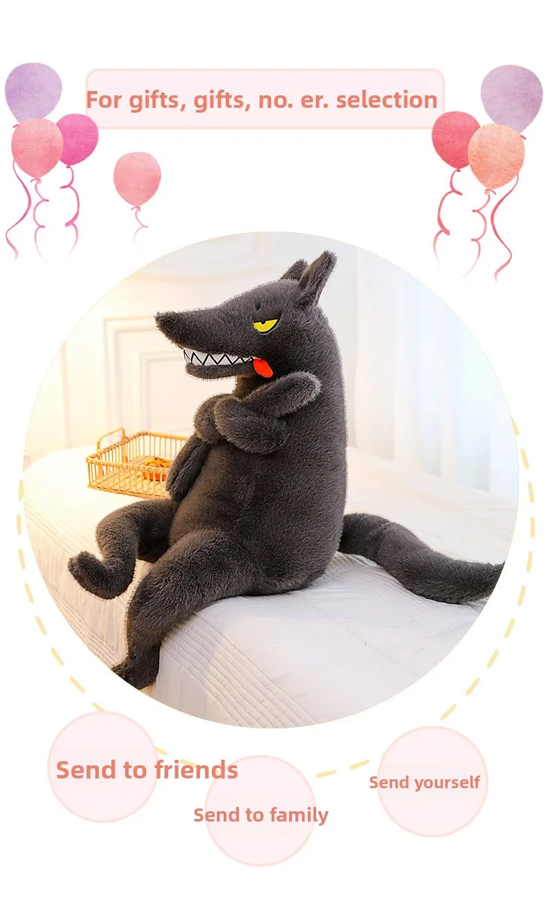 New Gray Wolf Plush Toy Big Gray Wolf Doll Claw Machine Birthday Gift ...
