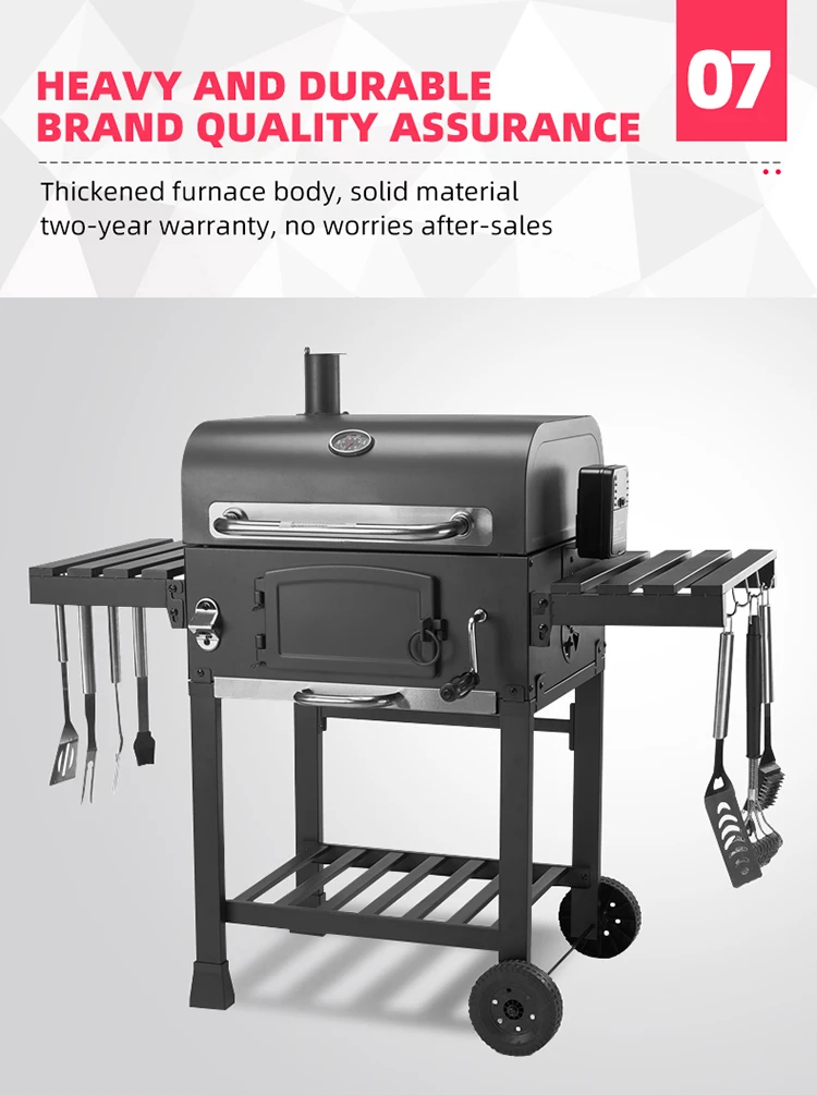 Vertical Folding Trolley Charcoal BBQ Grills Smoker Set Manufacturer ...