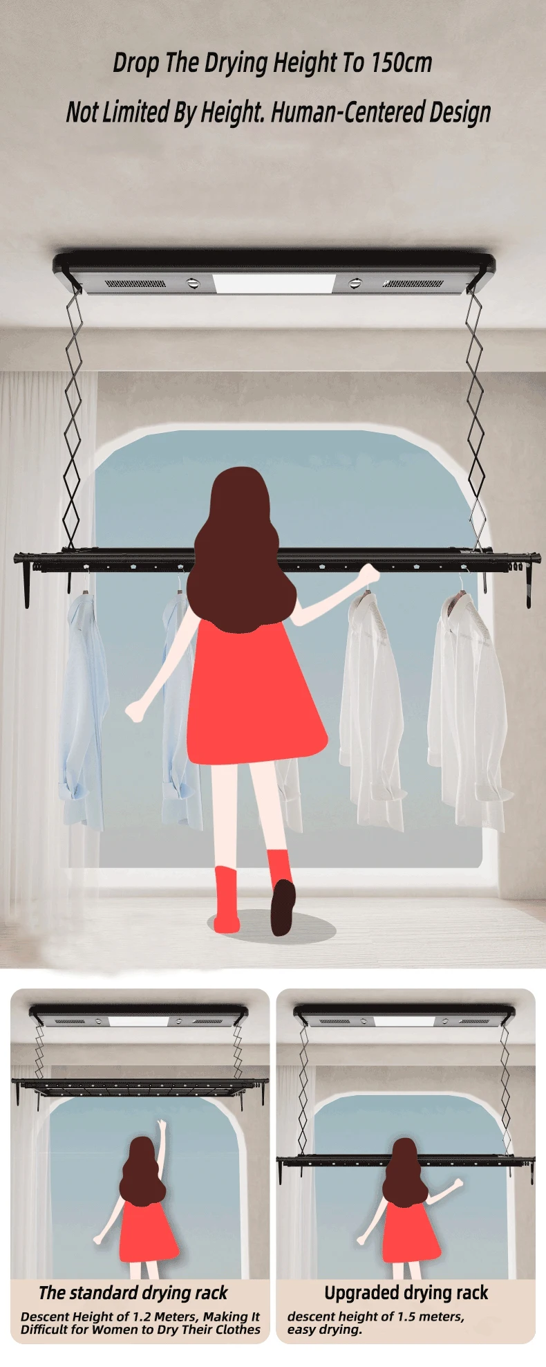 Oem Balcony Telescopic Clothes Drying Pole Intelligent Remote Control ...