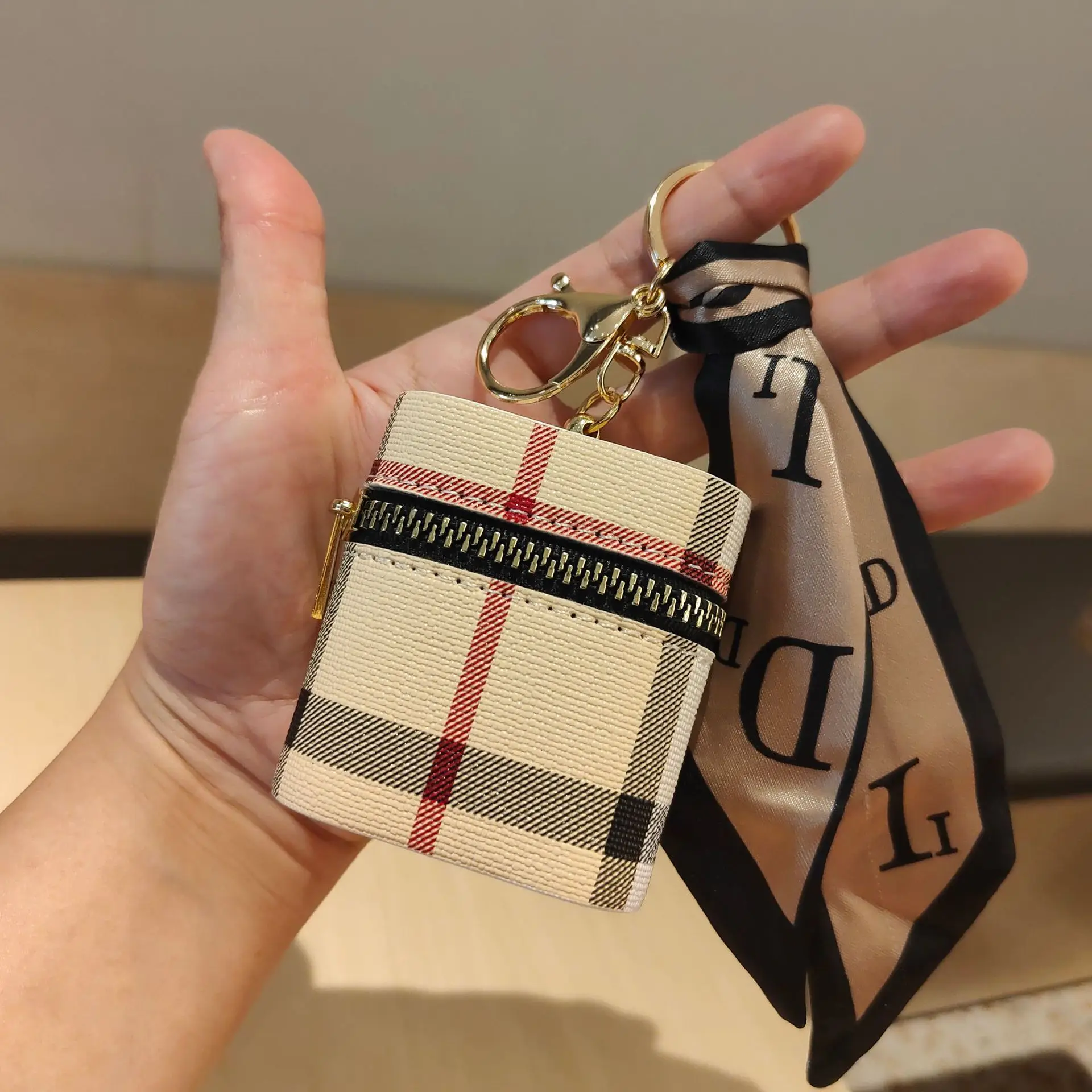 Fashion Women Lipstick Storage Box Key Chain Keyring Pu Leather Luxury ...