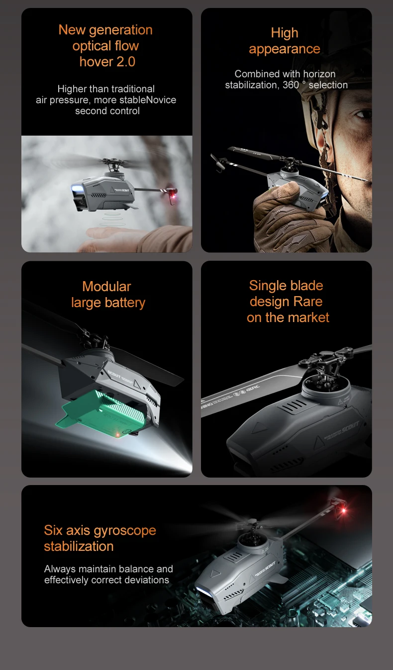 Rc Helicopter Gyroscope Obstacle Avoidance Mini Drone Wifi