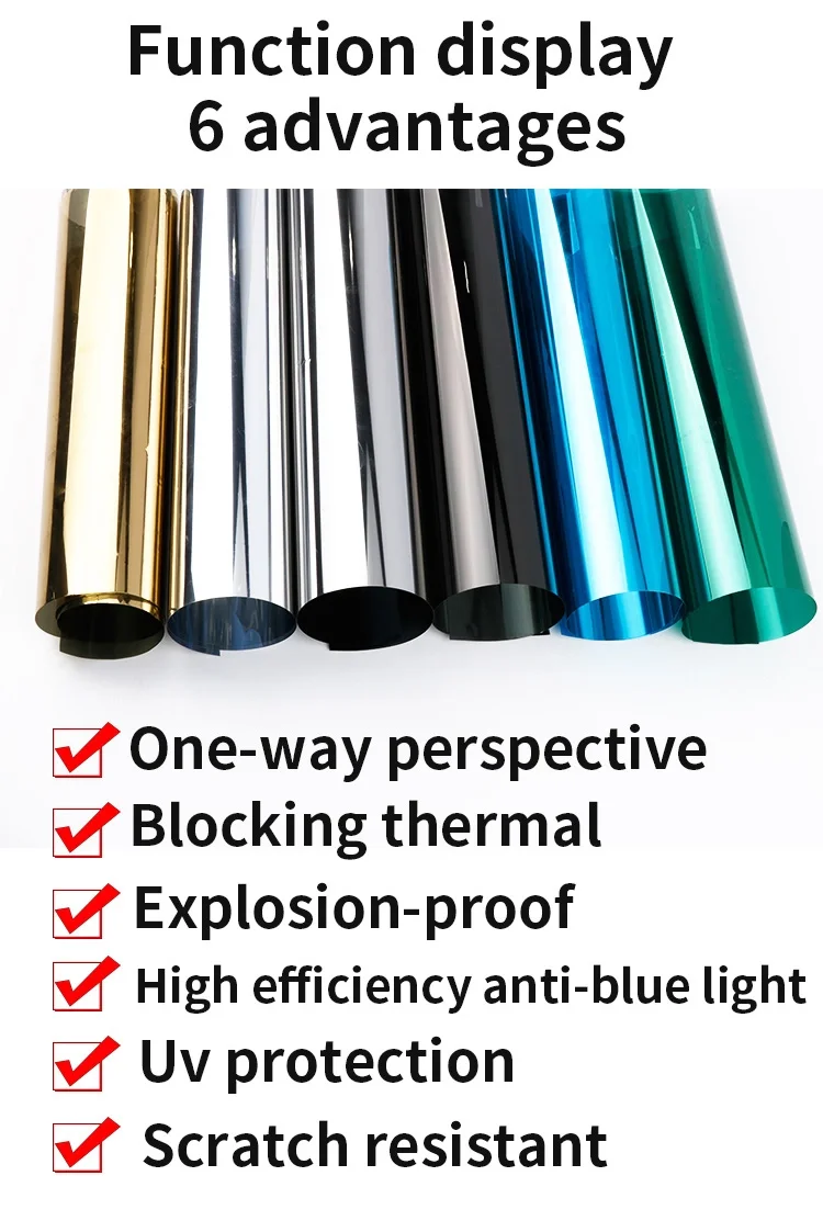 Heat Control One Way Mirror Window Tint Film Sun Blocking UV Protection ...