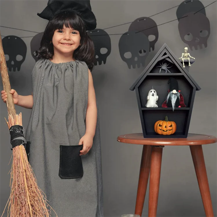 Haunted House Wooden For Horror Toy Figurines Spooky Shelf For Gothic ...