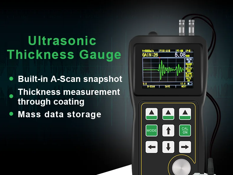UT4000 Ultrasonic Thickness Gauge Color Screen Realtime A/B-Scan ...
