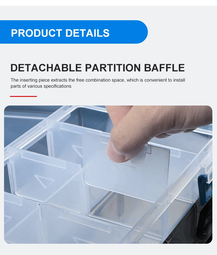 Clear Divided Hinged Keyway Plastic Storage Organizer Box