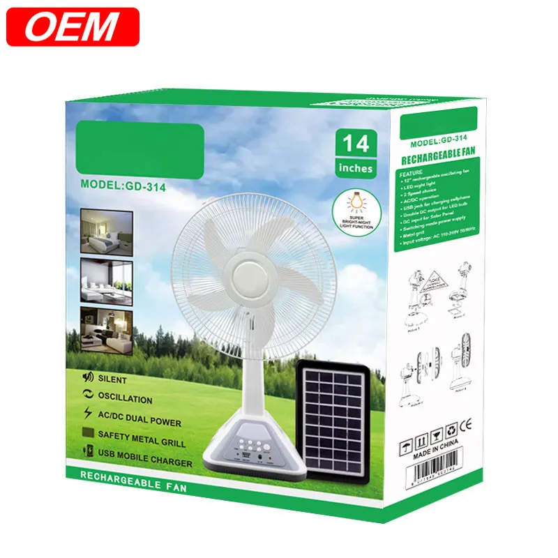 Solar Table Fan System With Led Lamp And Usb Output For House Room ...