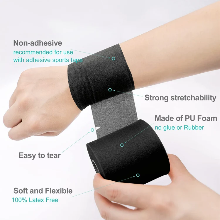 OEM Pre Wrap for Hair Soccer - Black Athletic Prewrap Tape