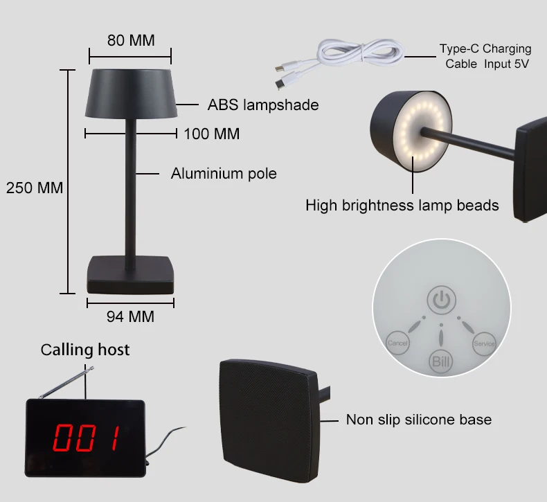 European Mini Rechargeable Cordless Touch Table Lamp Indoor Outdoor ...
