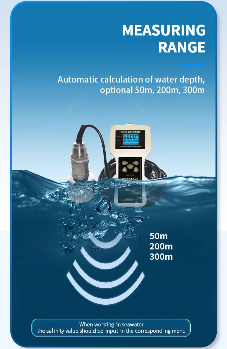 Sentec Portable Depth Water Level Measure Handheld Ultrasonic Level Meter Transmitter Deep Well ...