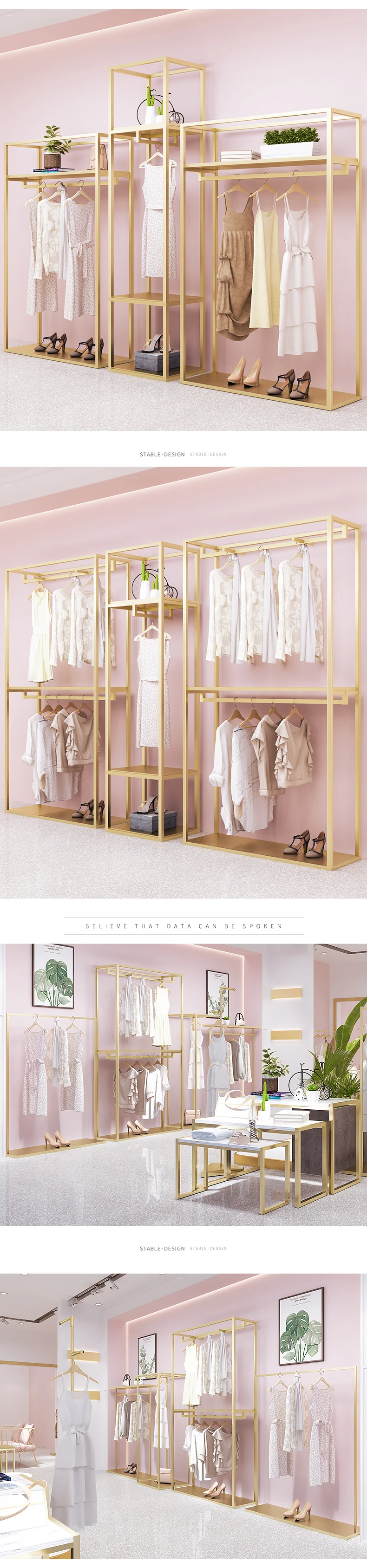 2022 Fashion Clothing Display Rack Clothing Racks For Dresses Boutique ...