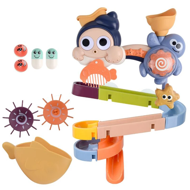 Sea Animal Water Ball Track Kids Baby Suction Cups Bath Time Slide Toy ...