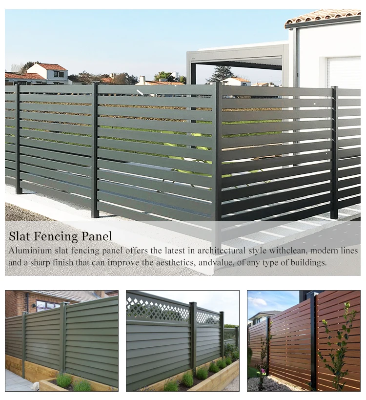 Garden Aluminum Slat Fence Panels High Quality Modern Metal Fencing ...