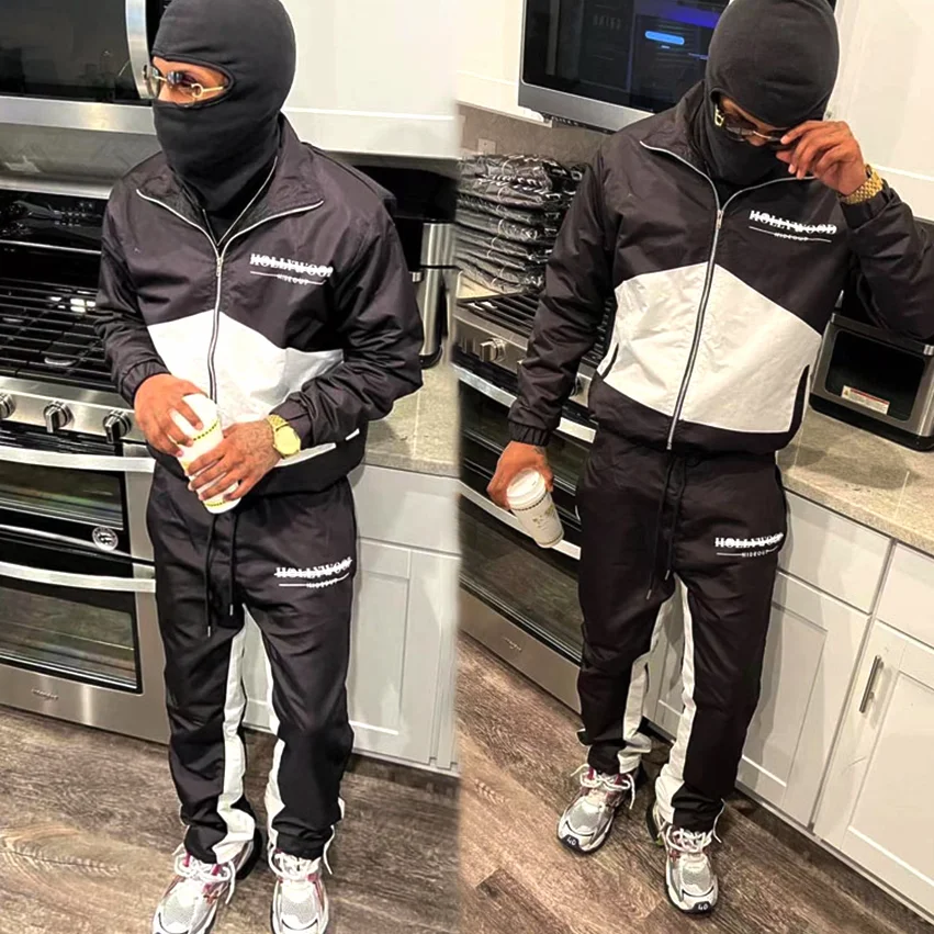 Custom Made Mens Set Zip Up Nylon Tracksuit Breathable Jacket Two Piece ...