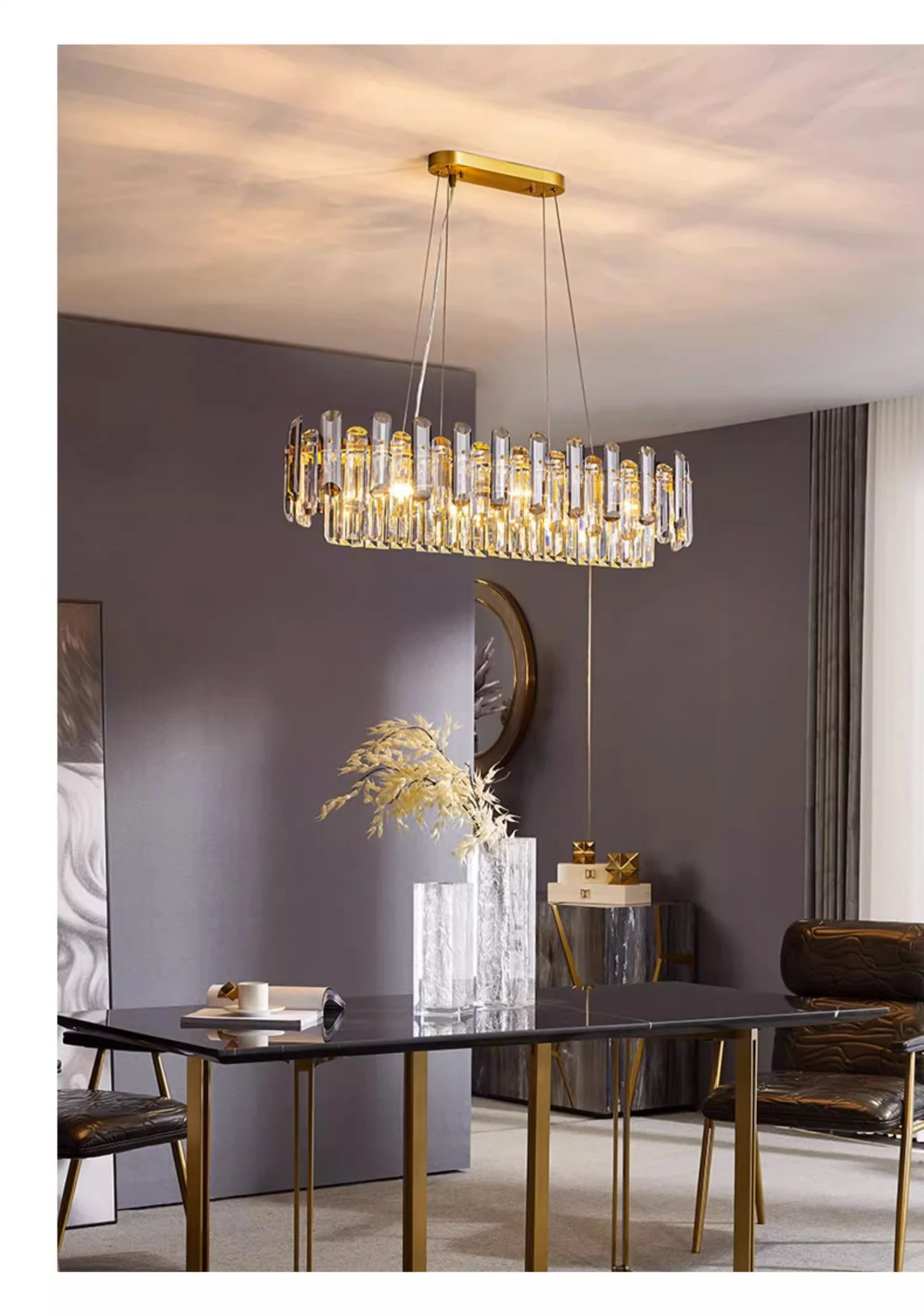 Luxury Gold Round Raindrop Chandelier - 3 Color Temperatures