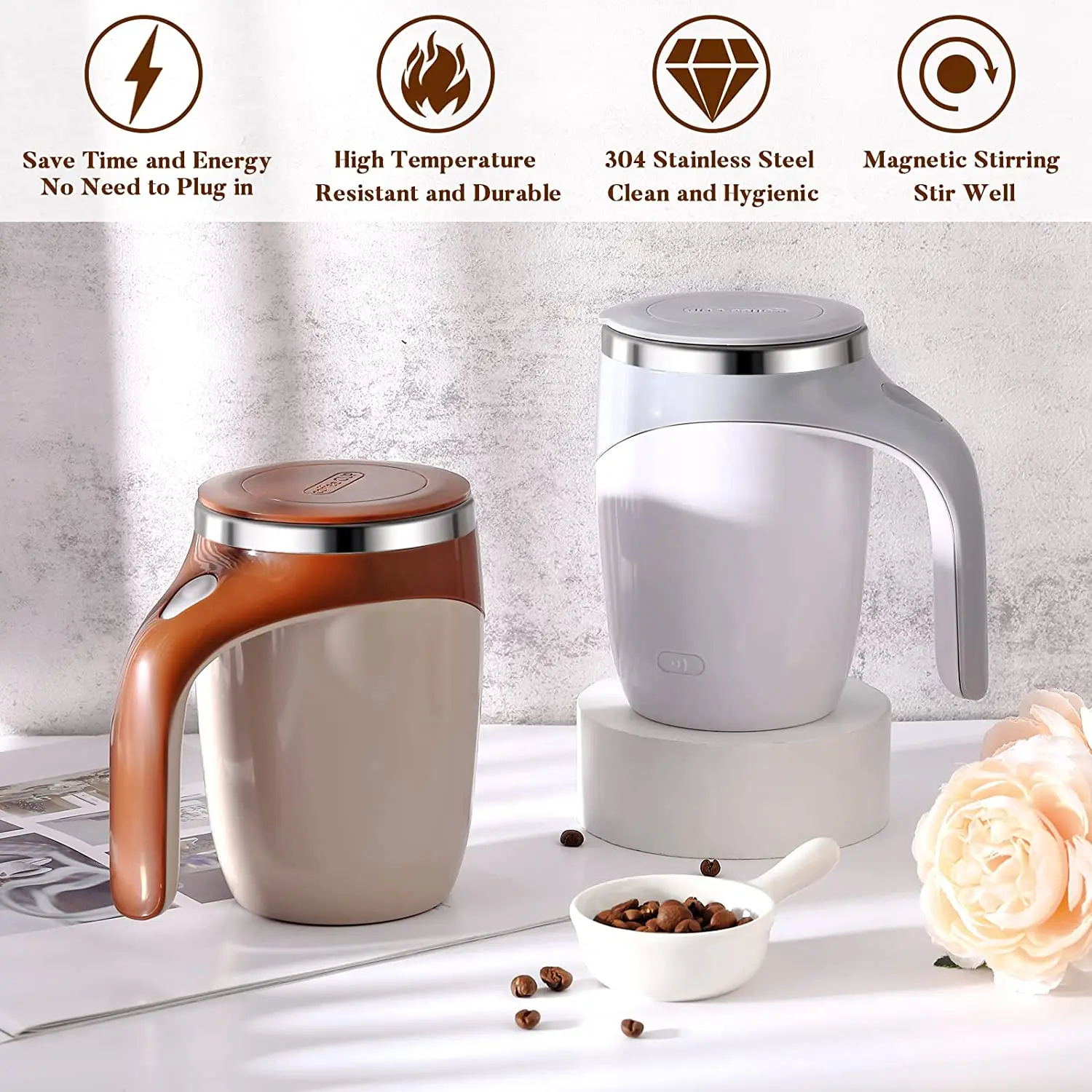 Automatic Stirring Cup Stainless Steel Lazy Magnetic Automatic ...