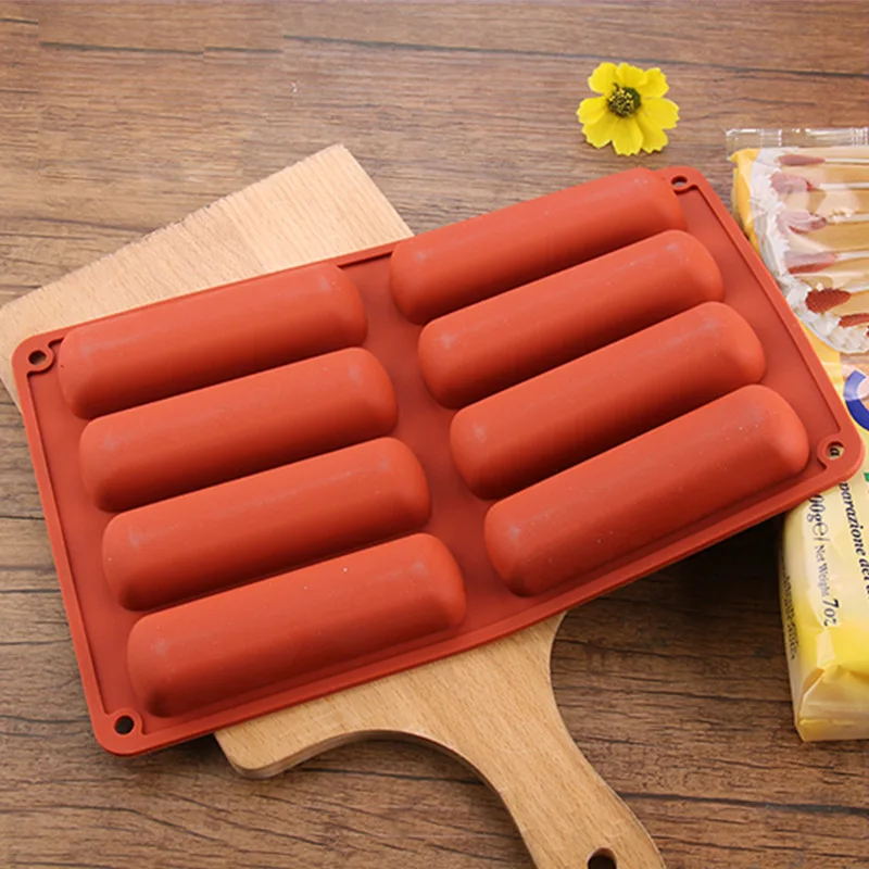 8 Holes Rectangular Shape Silicone Oval Molds For Baking Silicone Long ...