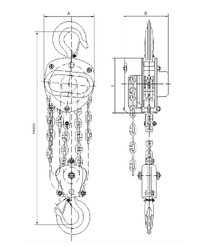 10 Ton Lifting Tool Chain Blocks HS Type - 5 Ton Capacity