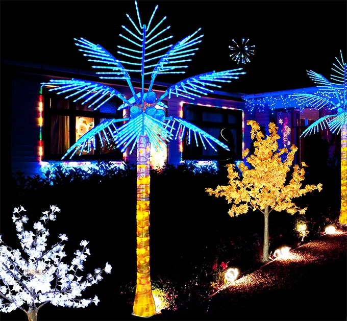 3m Artificial Led Lighted Coconut Palm Tree Outdoor Christmas ...