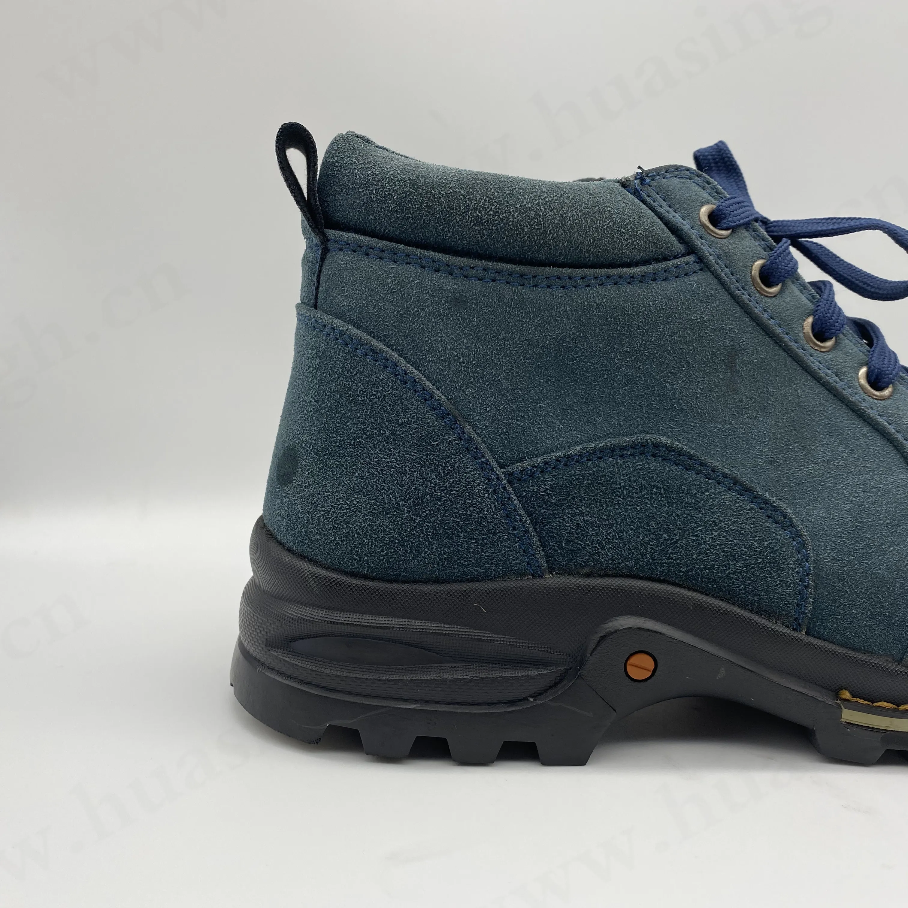 Cmh,Suede Leather Blue Safety Shoes With Thicker Neckline & Pull Loops ...