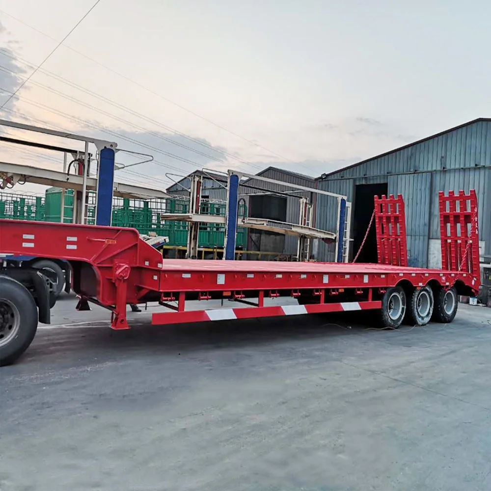 20/40ft Goose Neck Steel Lowbed Semi-Trailer 100 Ton 2/3/4 Axles Lowboy ...