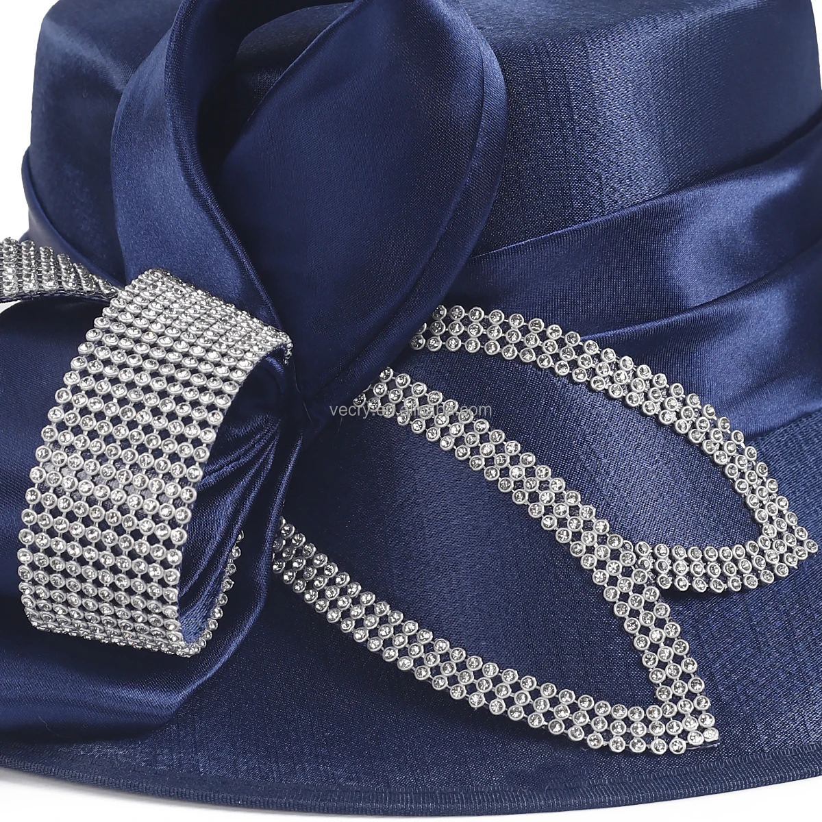 Fancy Ladies Dressy Satin Wide Brim Formal Church Hats