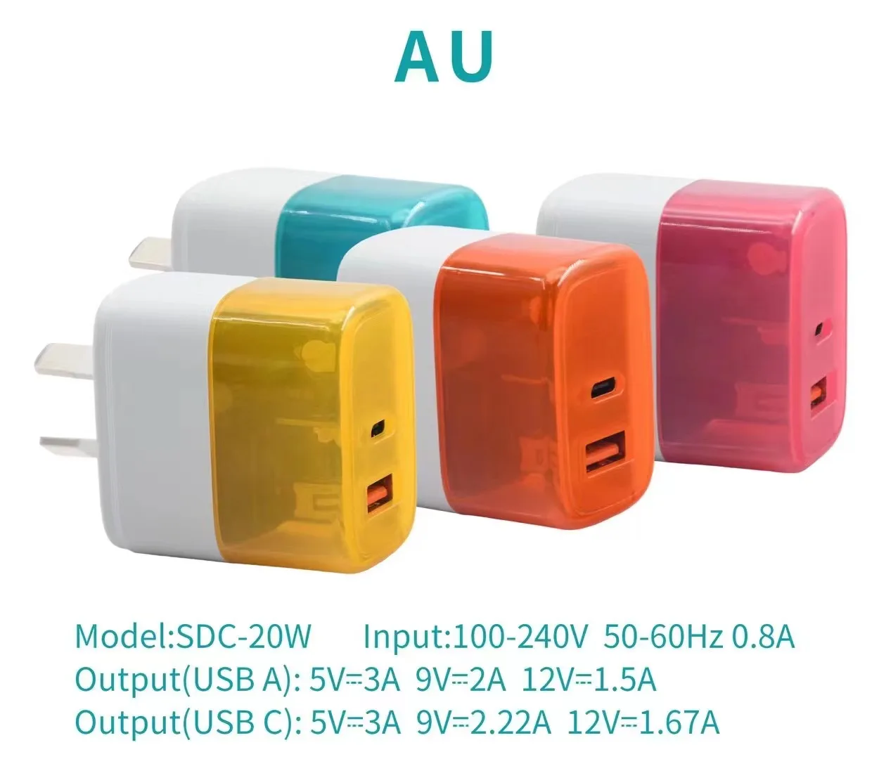 20w Travel Super Fast Charge Type C Power Adapter Qc3.0 Dual Port Multi ...
